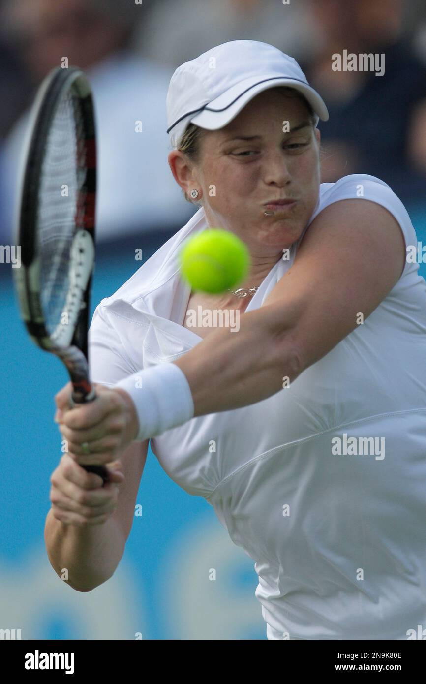 Romina Oprandi of Switzerland returns in her match against Kim ...