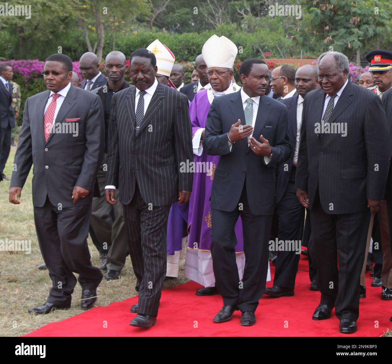 From left to right Kenyan speaker of National Assembly, Kenneth Marende ...