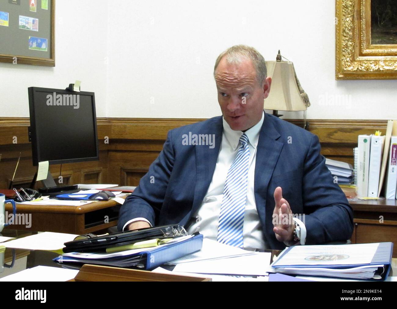 Wyoming Gov. Matt Mead speaks in his office at the State Capitol in ...