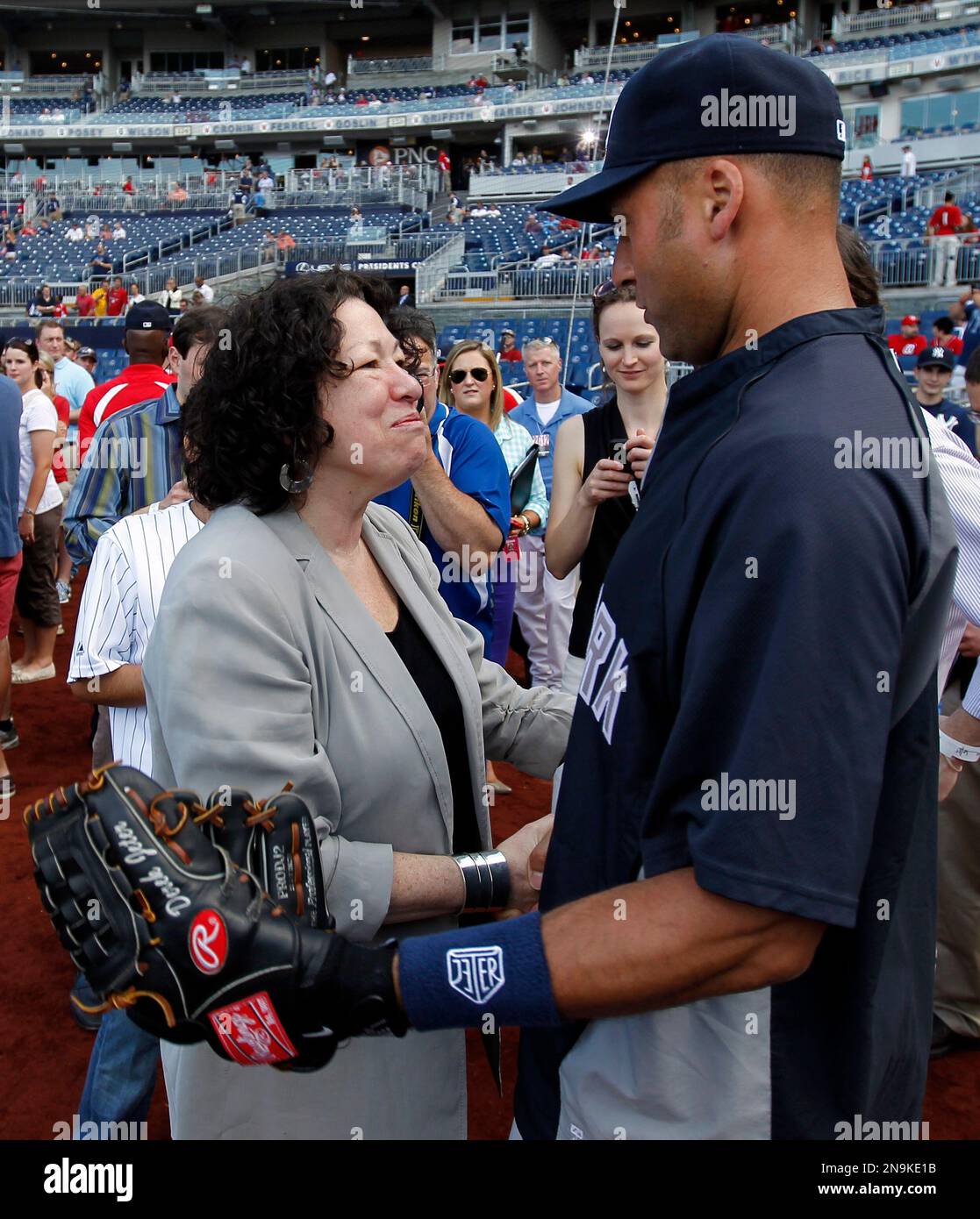 Supreme Court Justice Sonia Sotomayor, left, greets New York Yankees ... Supreme Court Justice Sonia Sotomayor, left, greets New York Yankees ...
