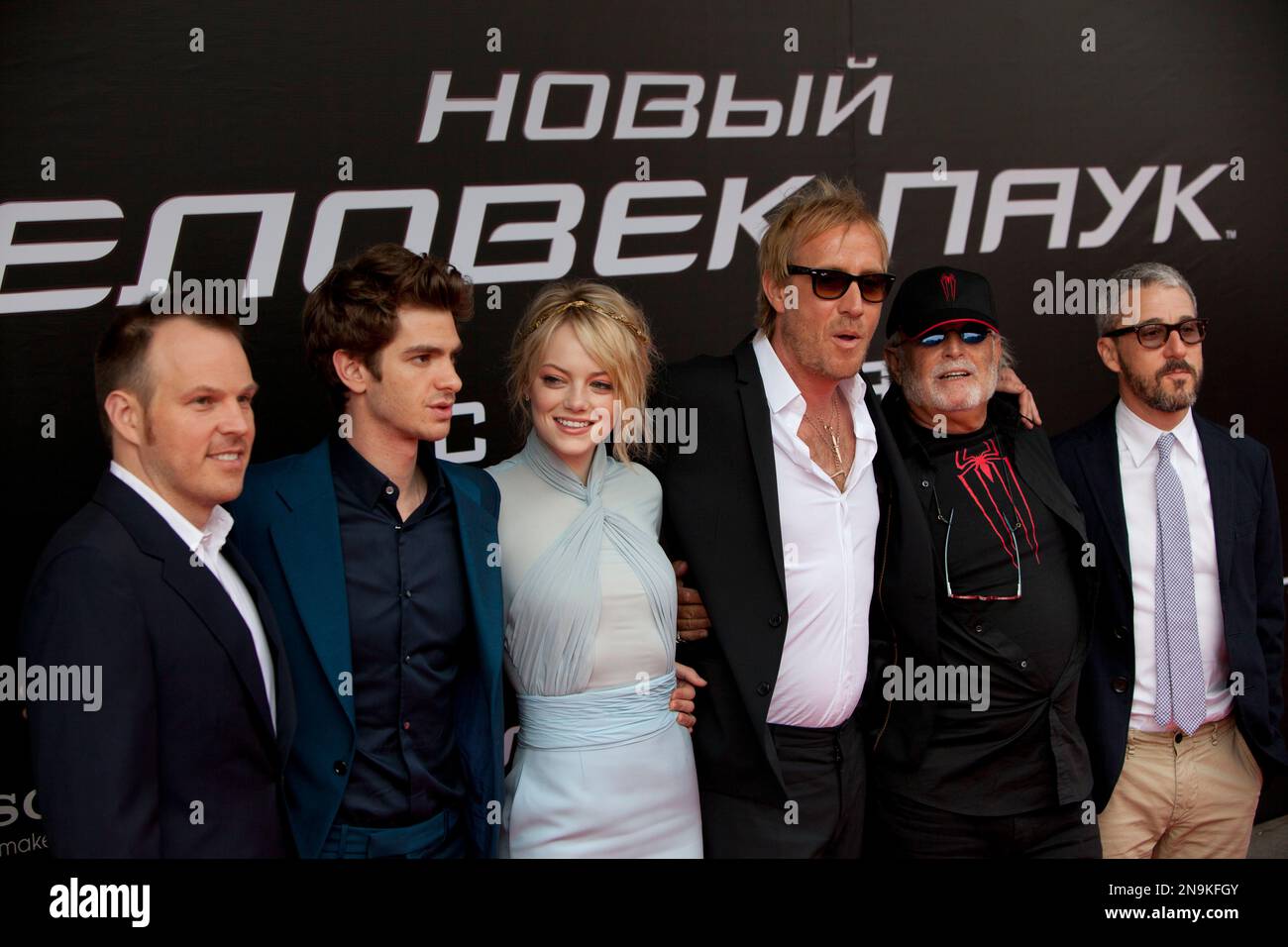 From the left: director Marc Webb, actor Andrew Garfield, actress Emma ...