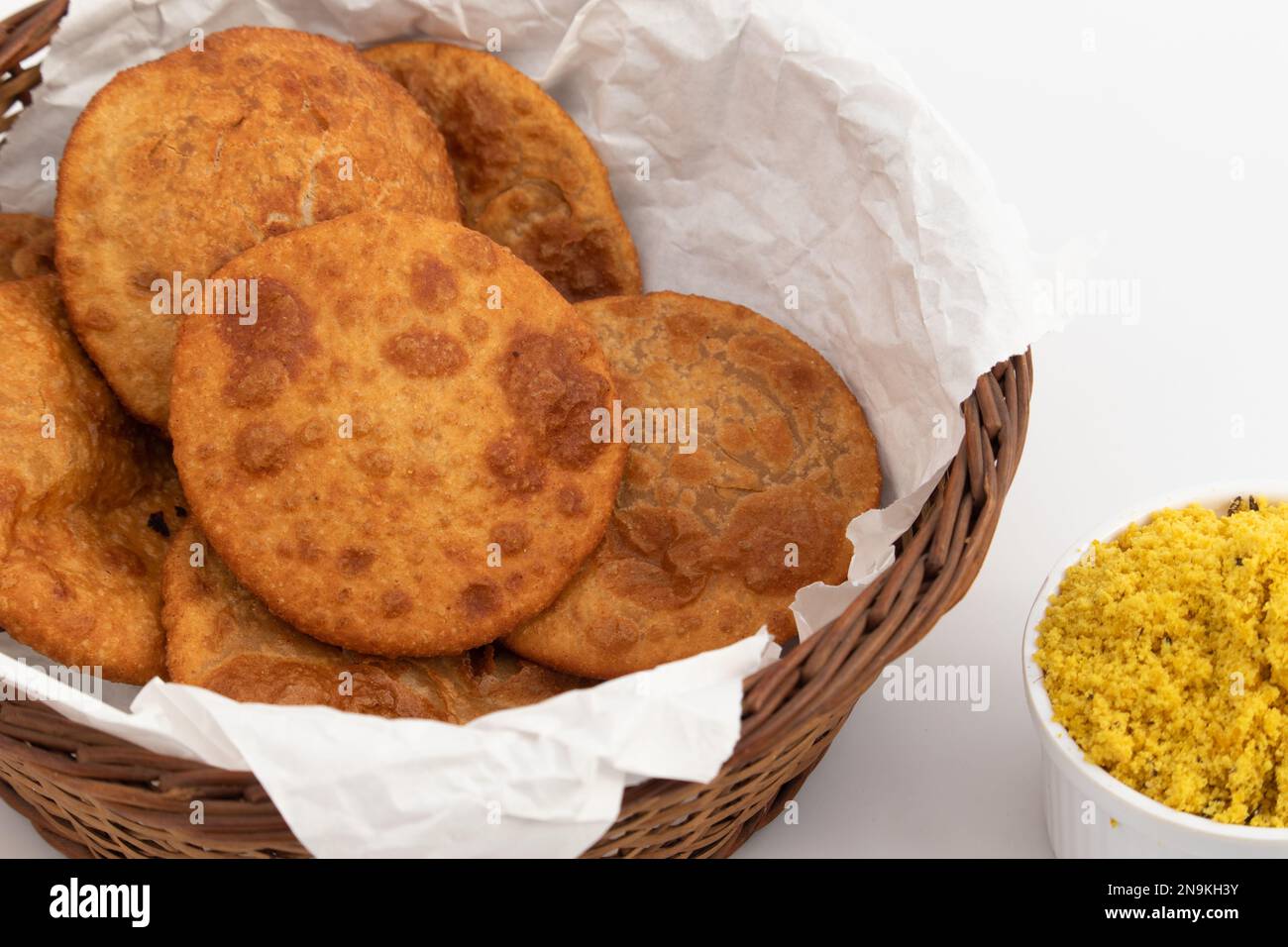 Traditional Indian Lentils Stuffed Flatbread Poori Also Called Dal ...