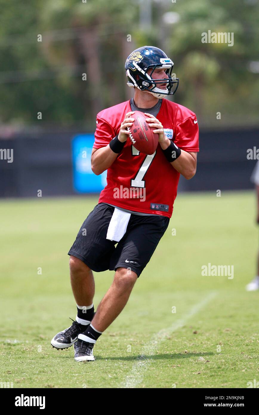 Jacksonville Jaguars quarterback Chad Henne looks for a receiver during ...