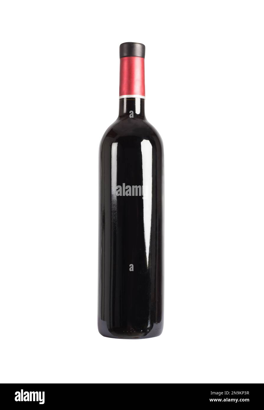 Image of glass red wine bottle without label Stock Photo - Alamy