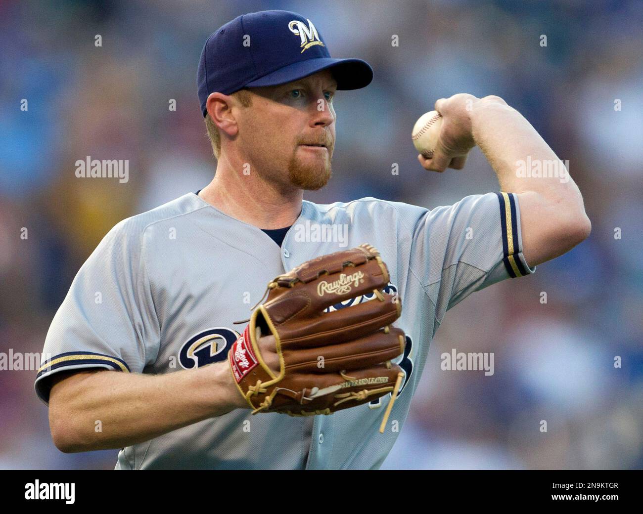 Milwaukee Brewers starting pitcher Randy Wolf throws out Kansas City ...