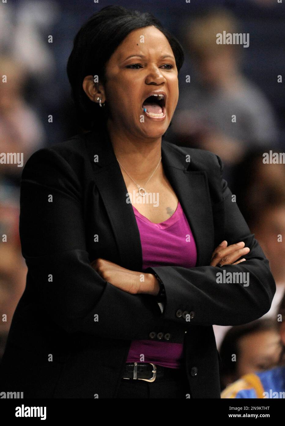 Chicago Sky head coach Pokey Chatman yells to her players during a WNBA ...