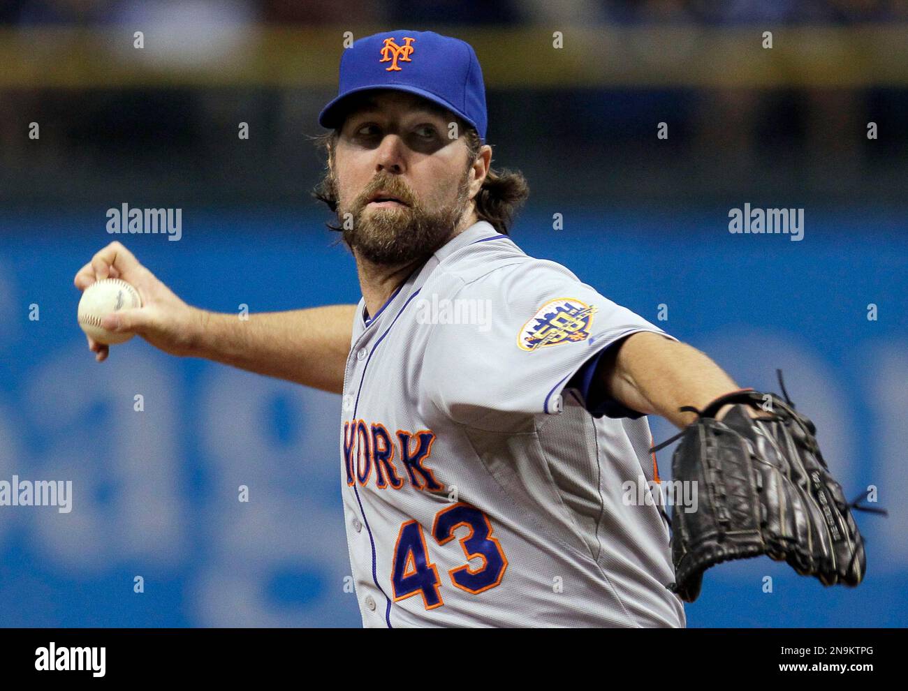 New York Mets starting pitcher R.A. Dickey delivers to the Tampa Bay ...