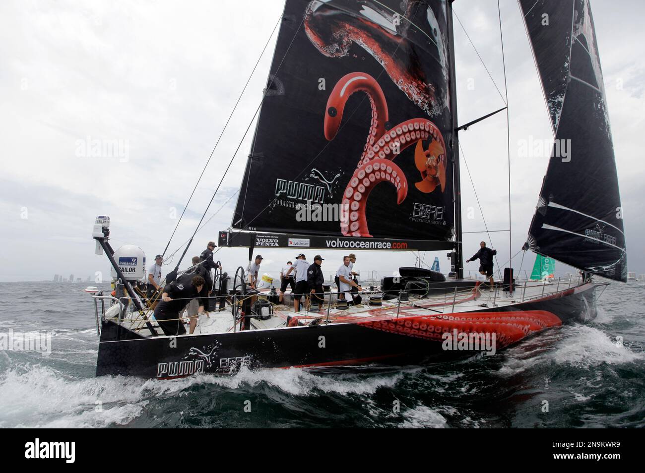 PUMA Ocean Racing waits for the start of an in-port race at the Volvo ...