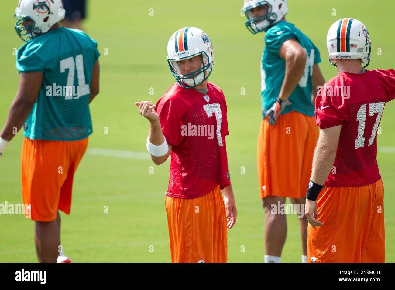 Miami Dolphins player Pat Delvin (7) during the football OTA practice ...
