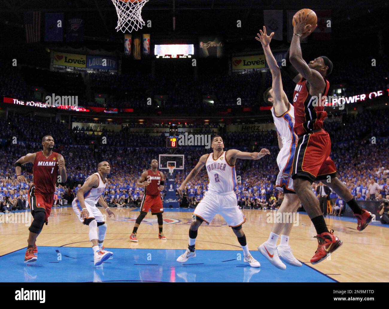 Miami Heat Small Forward Lebron James Shoots Against Oklahoma City