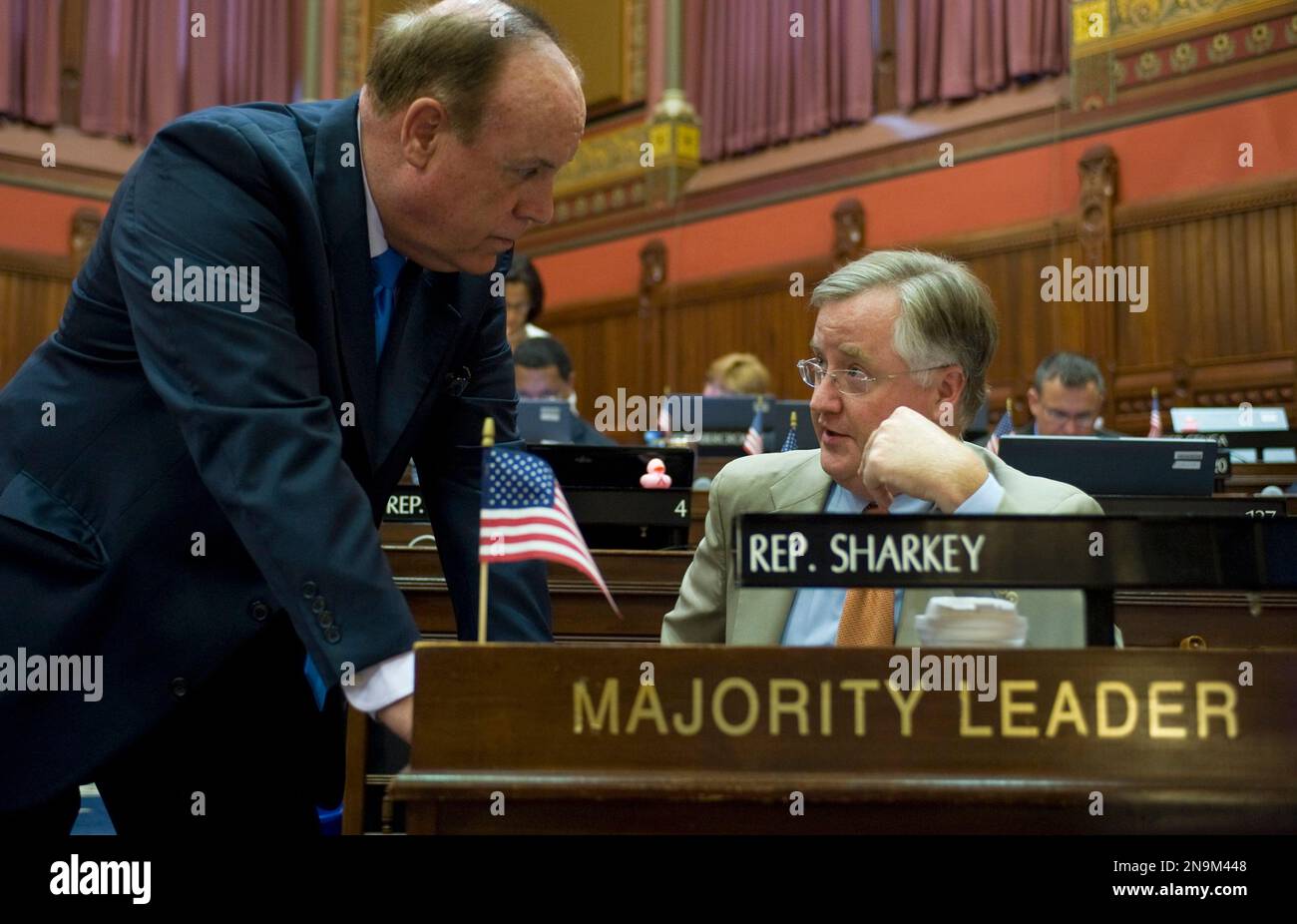 State Rep. Stephen Dargan, D- West Haven, talks with House Majority ...