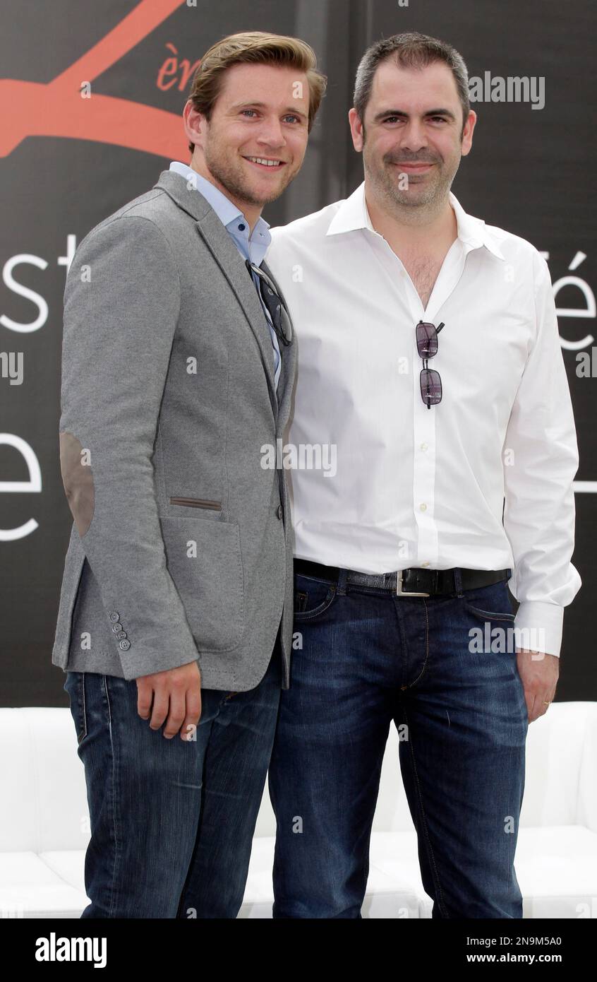 Irish actor Allen Leech, left and British producer Nigel Marchant pose ...