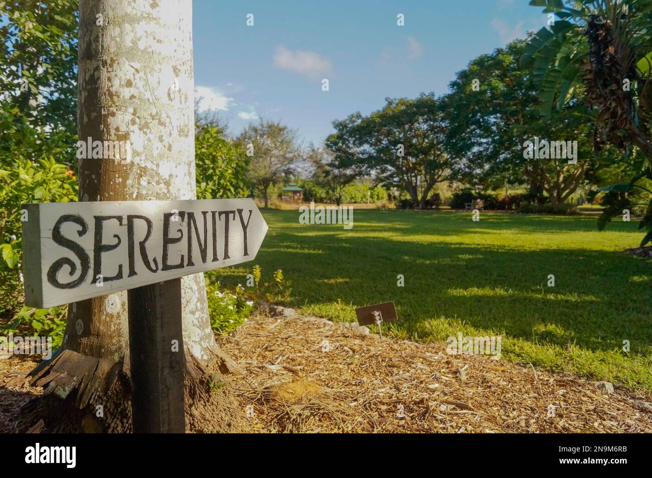 A serenity sign arrow in nature Stock Photo - Alamy