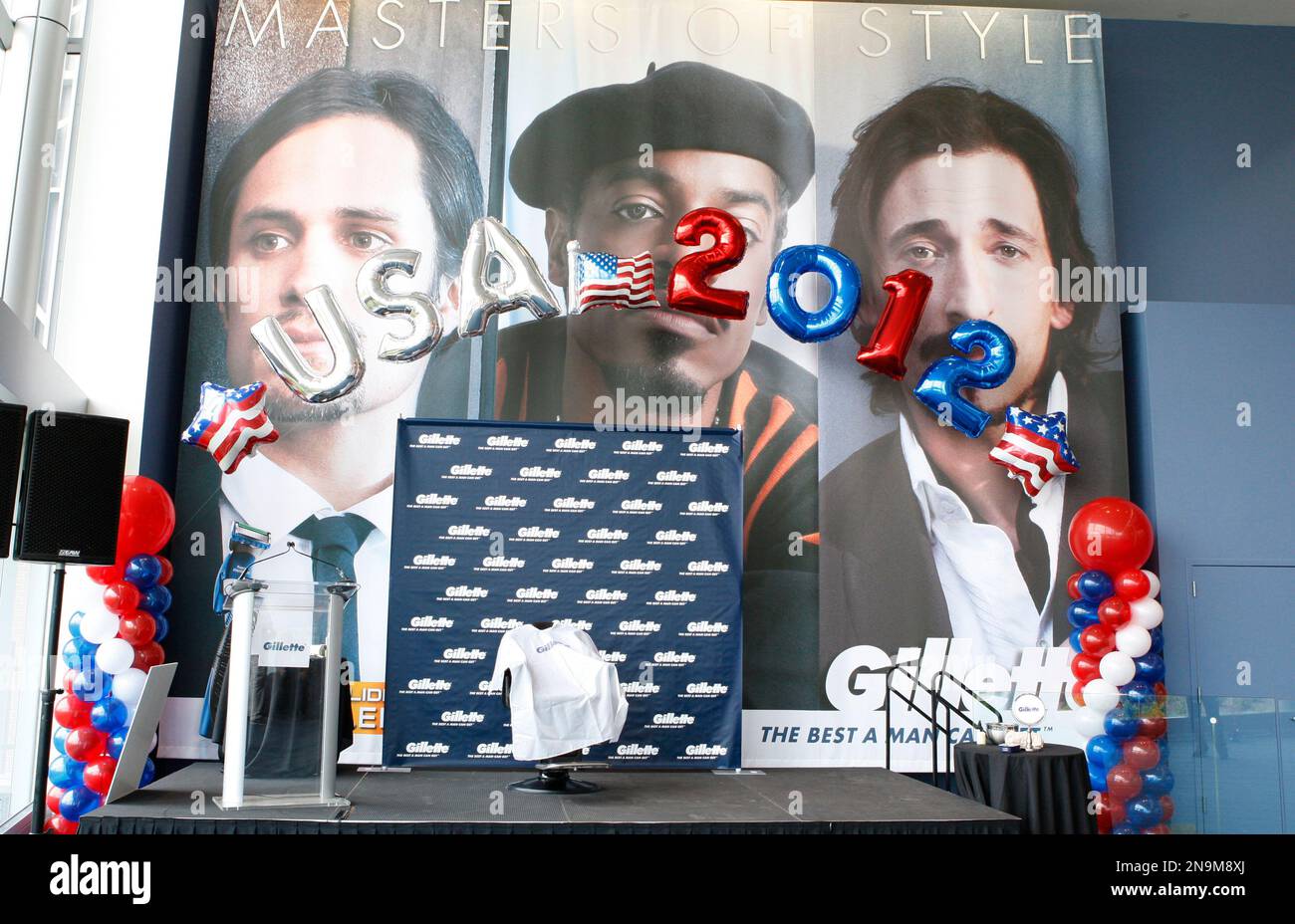 Balloons and giant posters are displayd at Gillette World Shaving ...
