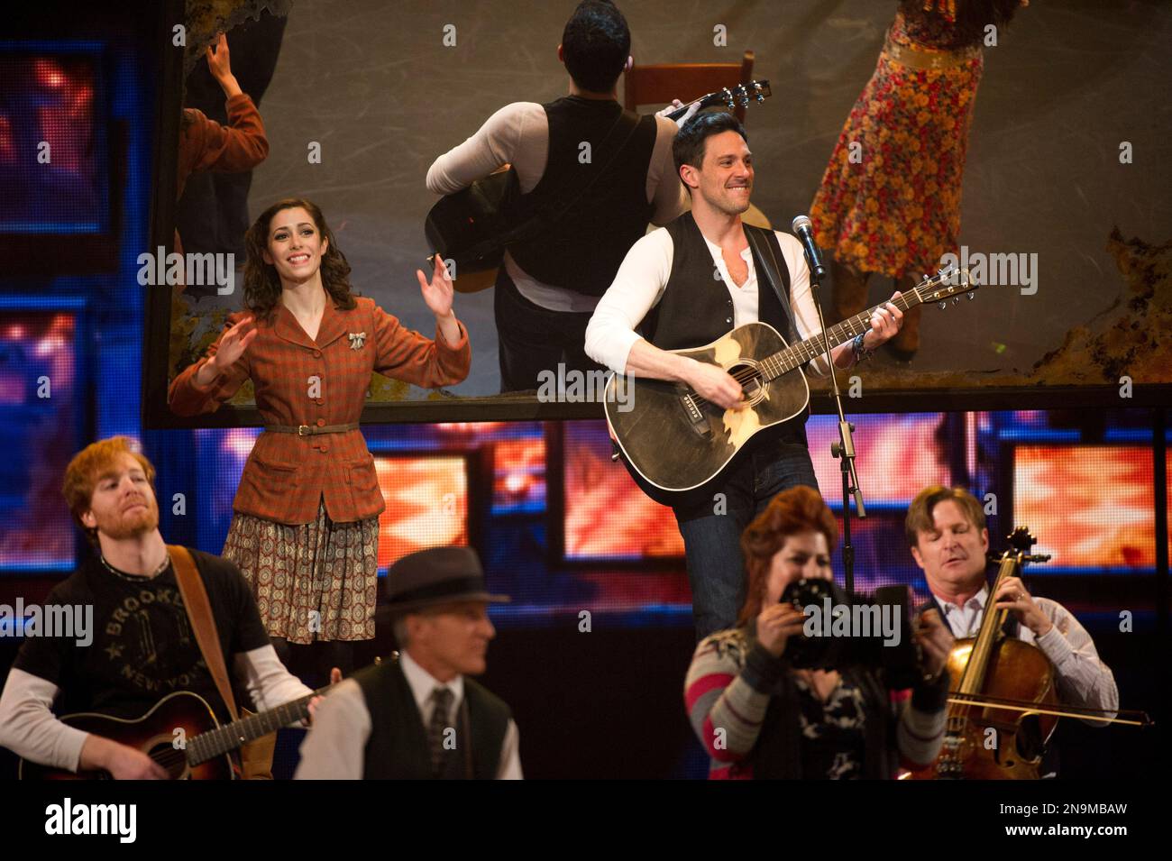 Cristin Milioti, left, and Steve Kazee perform in a scene from "Once ...