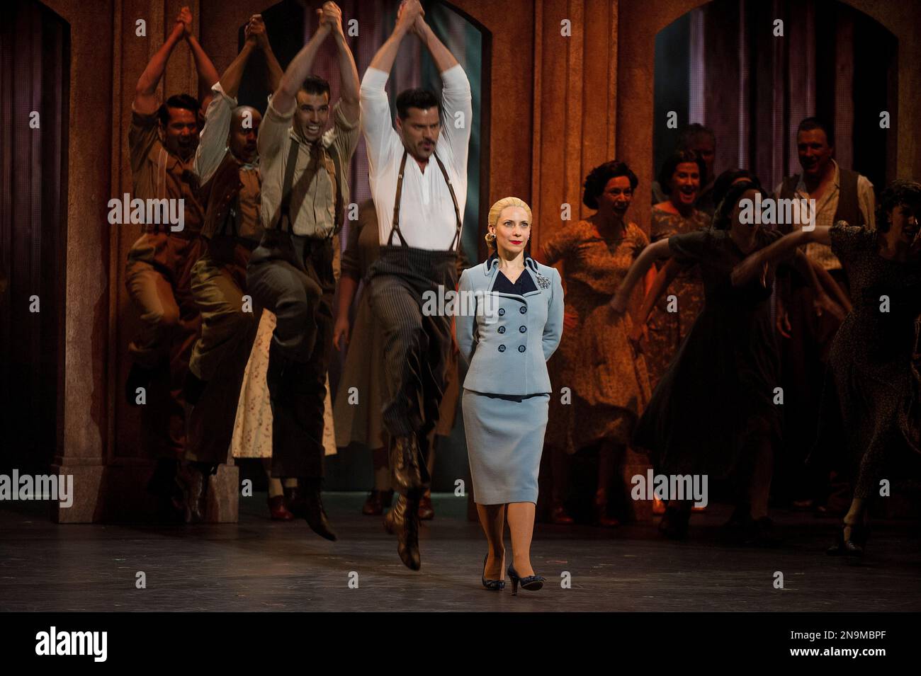 Ricky Martin and Elena Roger perform with the cast of "Evita" at the ...