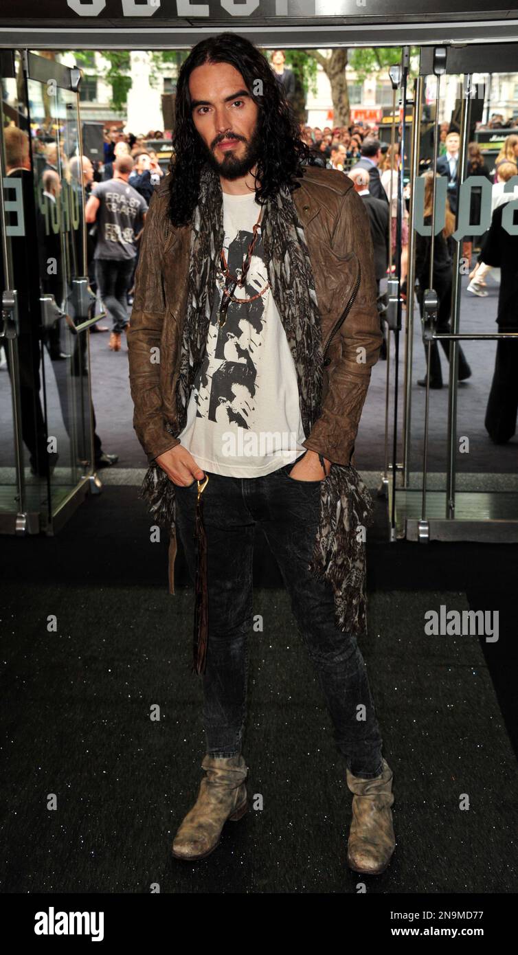 Russell Brand arrives at the Rock of Ages European Premiere at Odeon ...