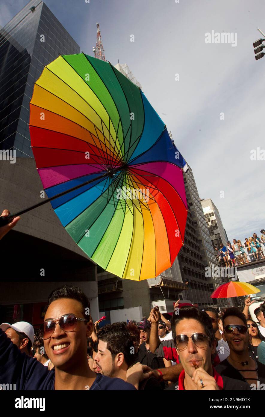People participate in a Gay Pride Parade in Sao Paulo, Brazil, Sunday ...