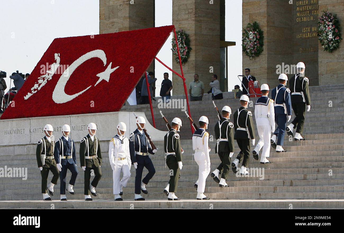 FILE - In this May 19, 2008 file photo, a Turkish military guard of ...