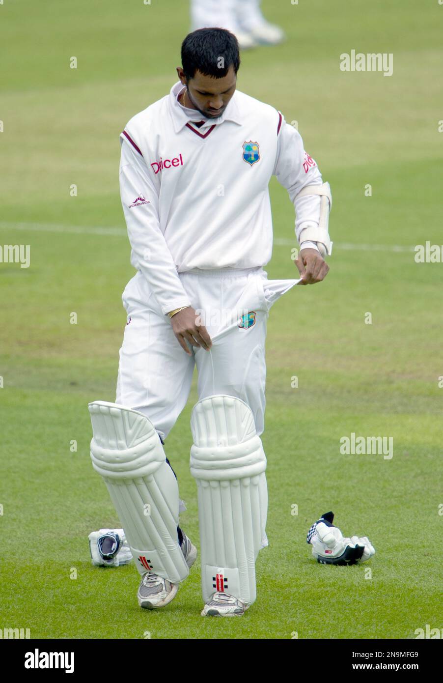 West Indies' Denesh Ramdin reaches his 100 during the 4th day of the ...