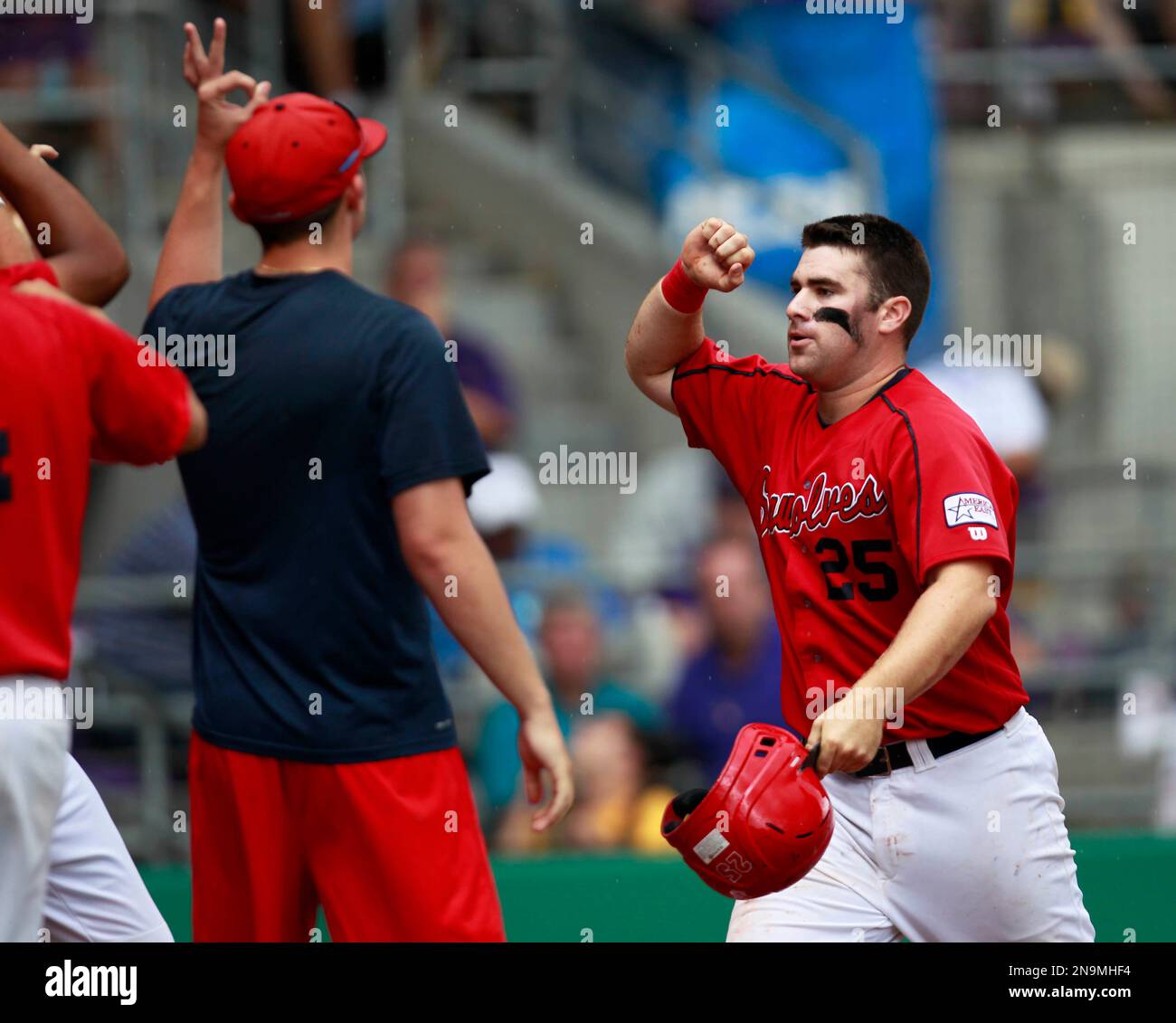 Stony Brook's Kevin Courtney (25) celebrates his solo homer in the ...