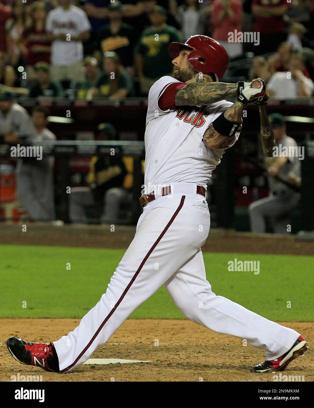 Arizona Diamondbacks' Ryan Roberts watches his game-winning three-run ...
