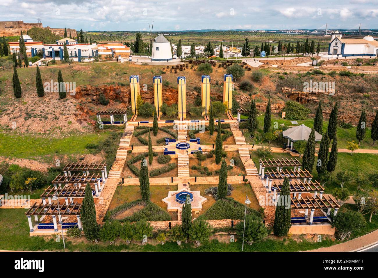 aerial view of the Arabic Garden in Castro Marim Faro Portugal Stock ...