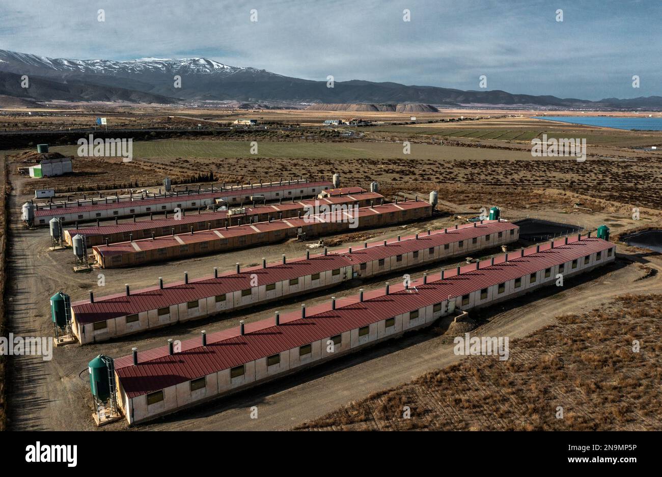aerial view of piggery farm houses in Andalusia Spain Stock Photo - Alamy