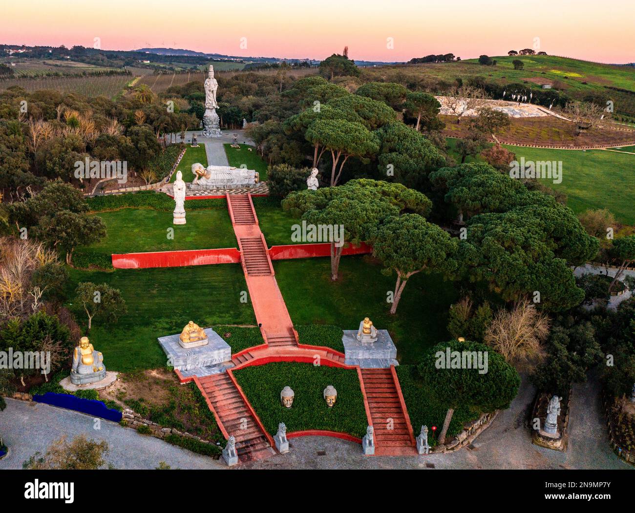 Aerial view of the Oriental Garden Bacalhoa Buddha Eden in Carvalhal ...