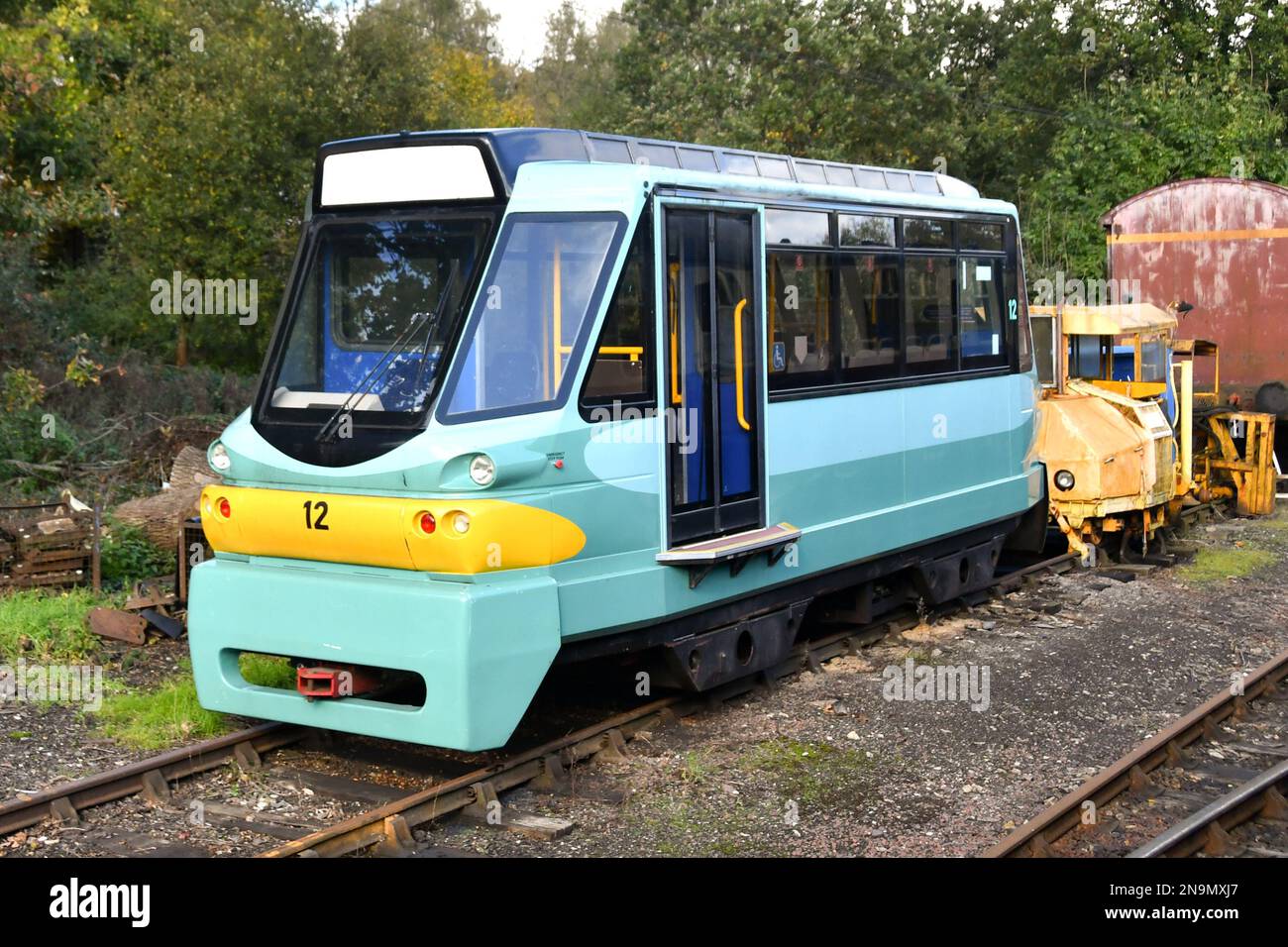 Highley, Shropshire, UK - October 2021L Vintage diesel railcar in a ...