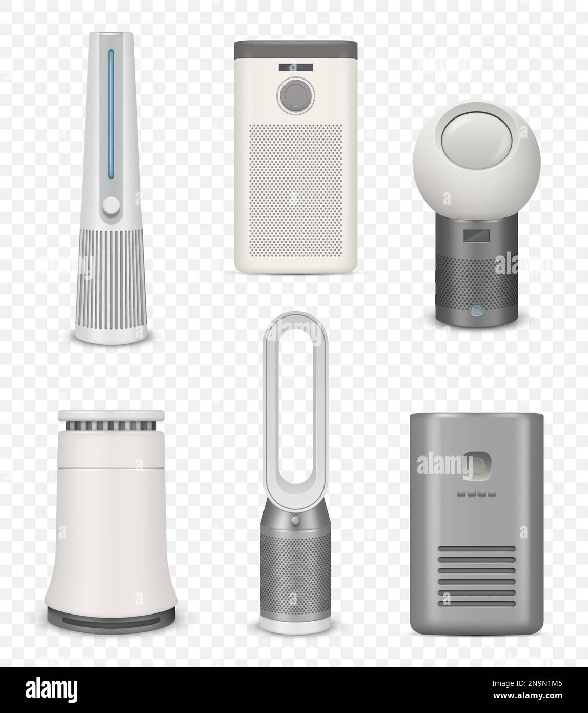 Humidifiers. Climate contol systems for living interior different air purifires decent vector ...