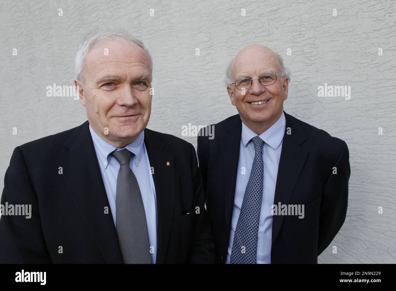 Professor Norbert Haas, left, and Dr. Rolf Jeker, right, pose for a ...
