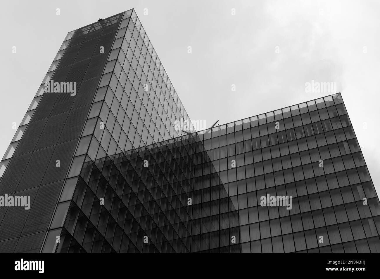 A grayscale shot of modern glass buildings in France Stock Photo - Alamy