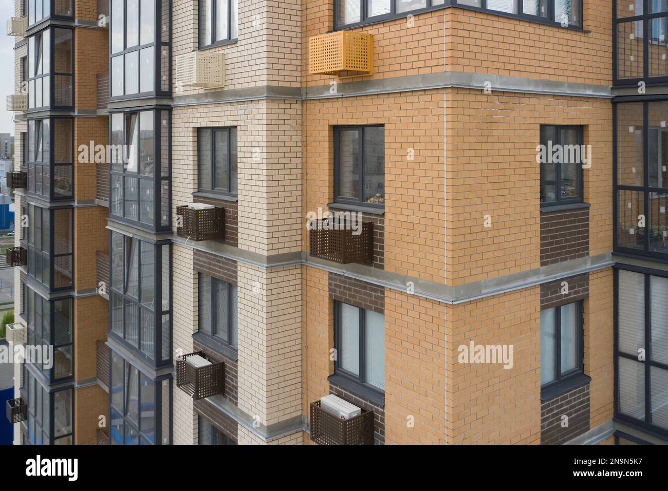 Building exterior with decorative air conditioner covers Stock Photo ...