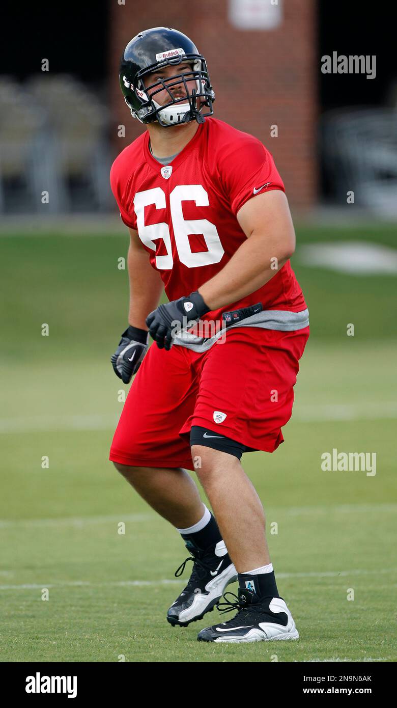 Atlanta Falcons rookie guard Peter Konz works on punter return blocking ...