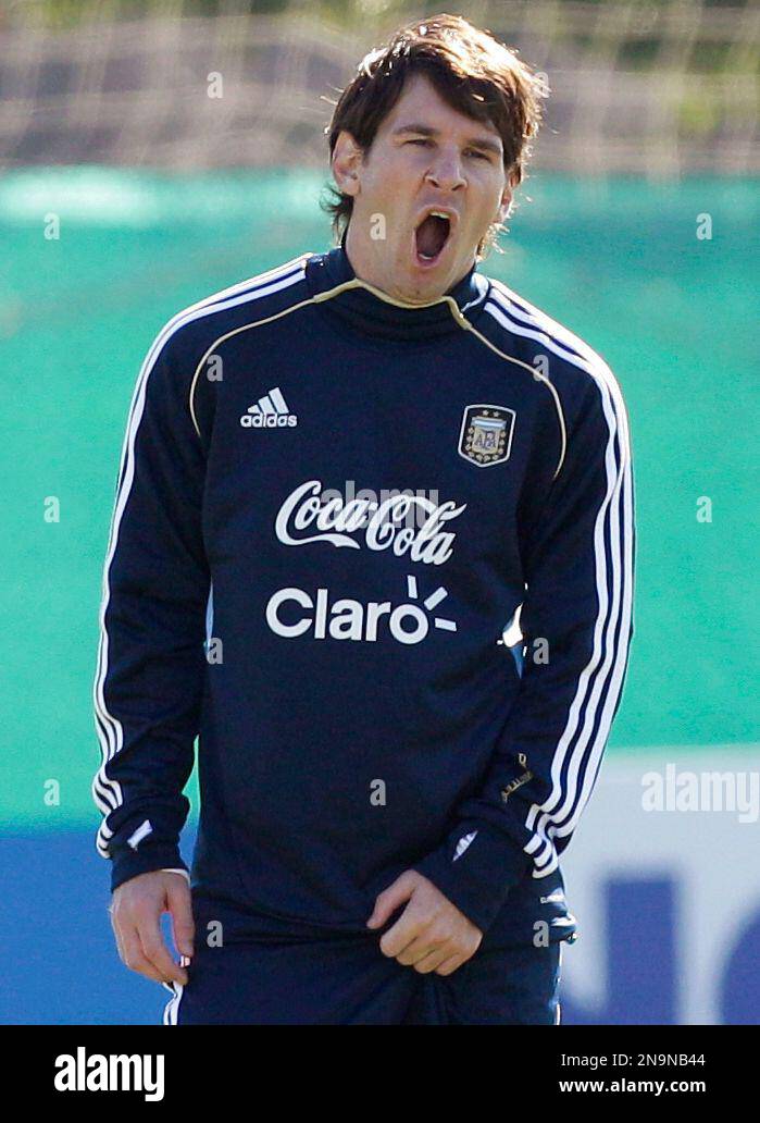 Argentina's Lionel Messi yawns during a training session in Buenos ...