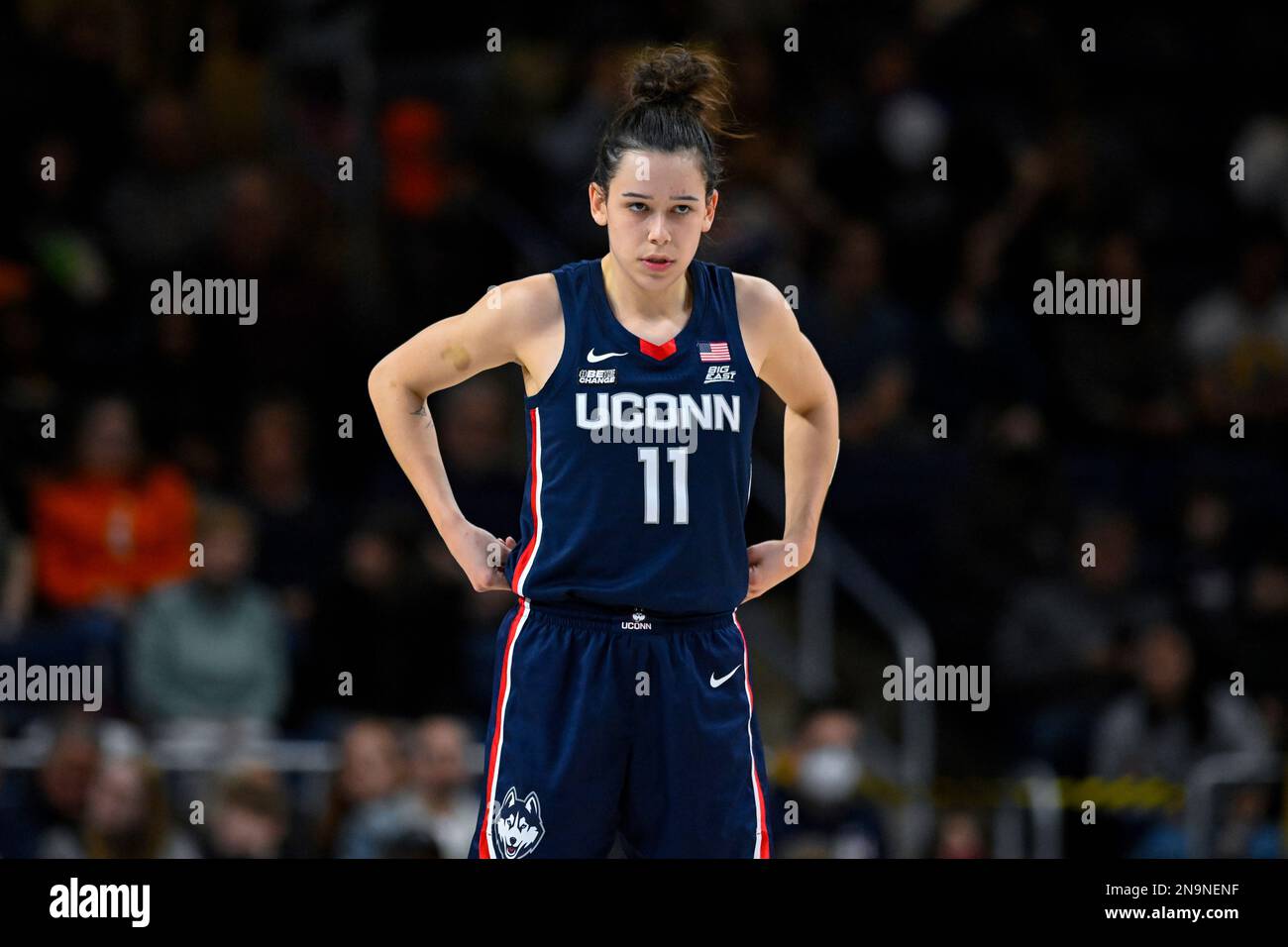 UConn forward Lou Lopez Senechal (11) looks on during the first half of ...