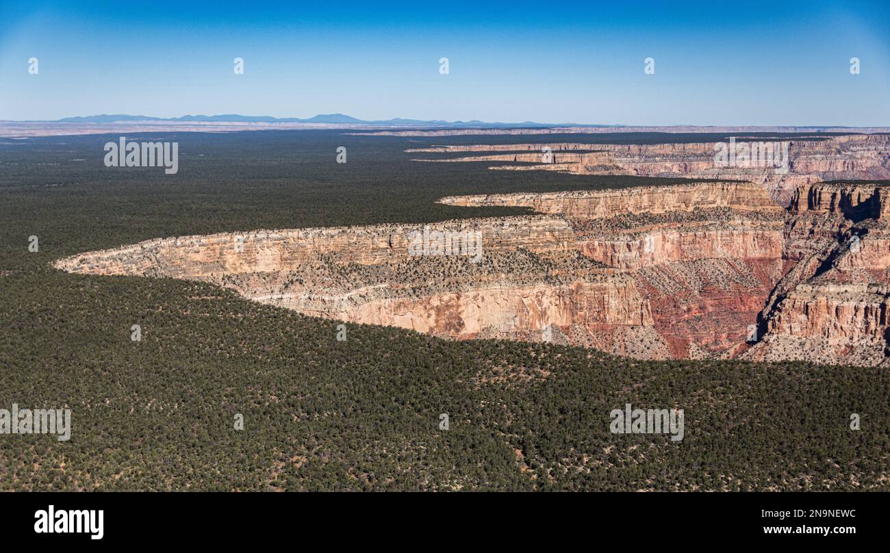 Grand Canyon Sout Rim, California, USA. Aerial view from helicopter ...