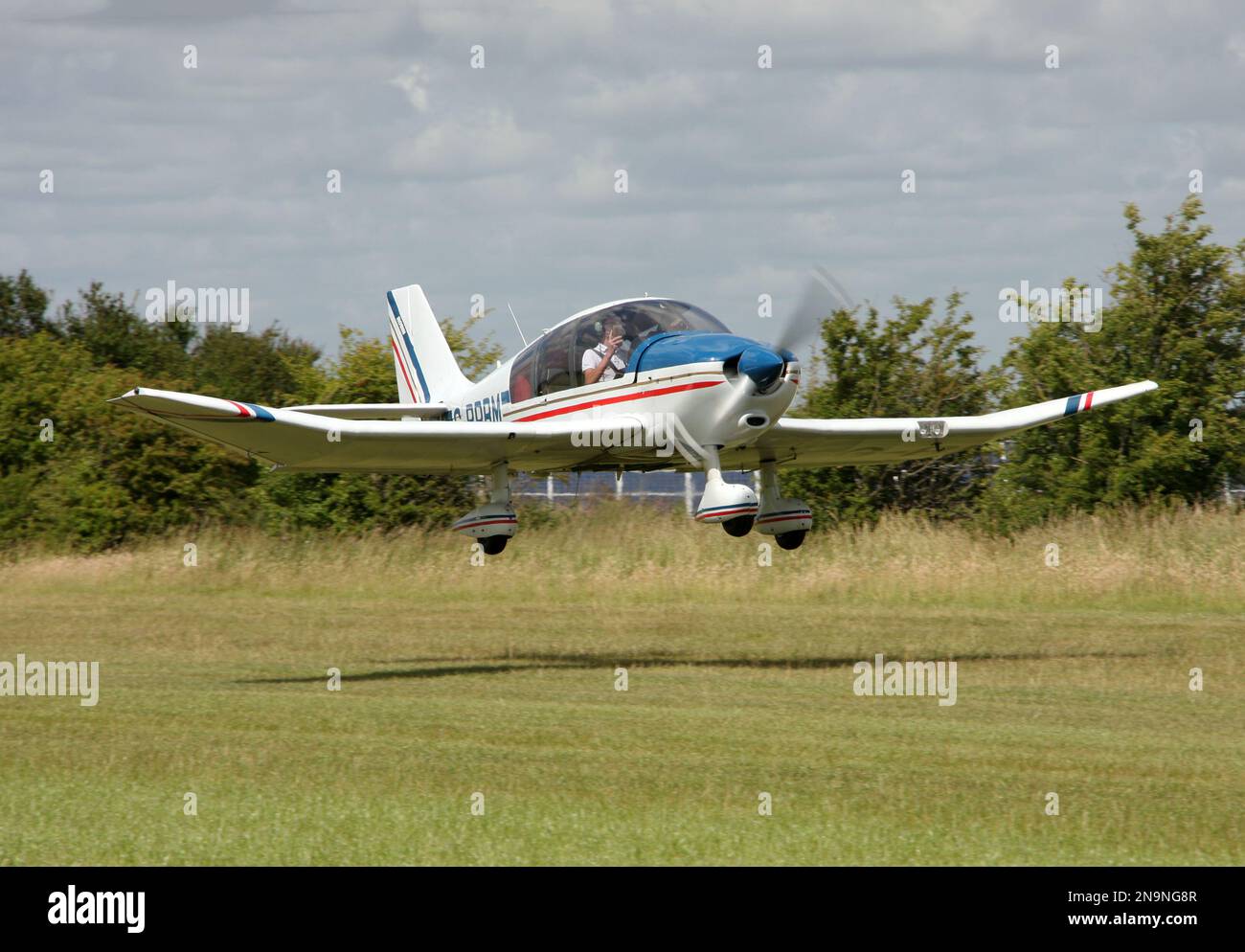 A Robin DR400/180 Regent light aircraft takes off from a private ...