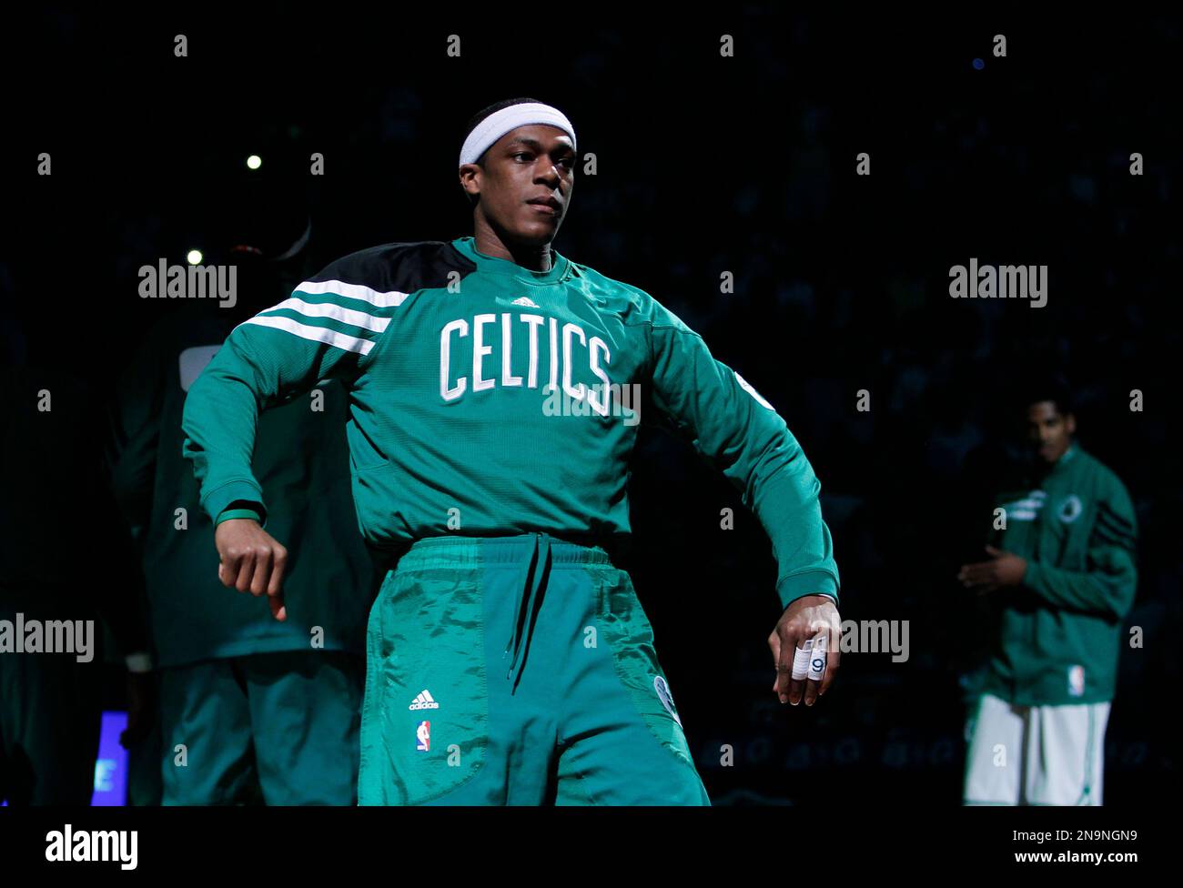 Boston Celtics guard Rajon Rondo is introduced before Game 4 against ...