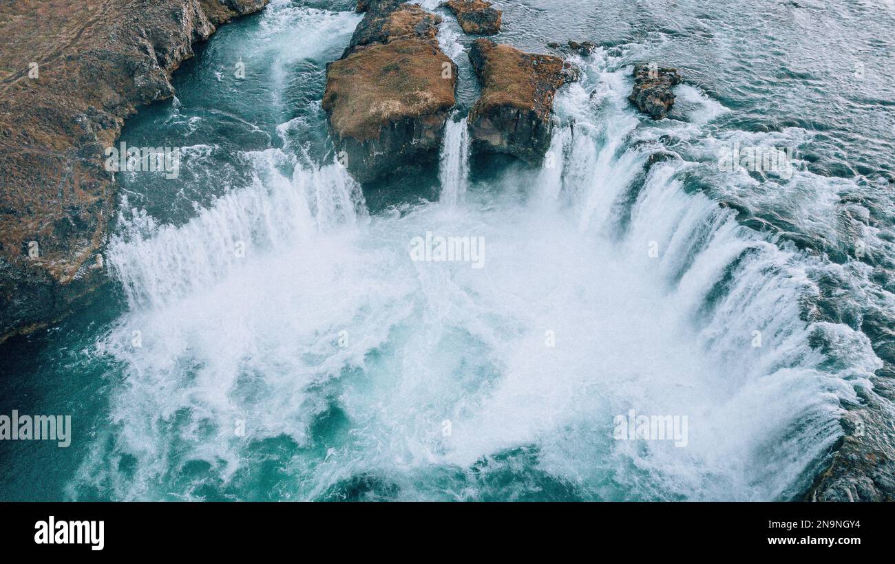 Godafoss waterfall from above in Iceland Stock Photo - Alamy