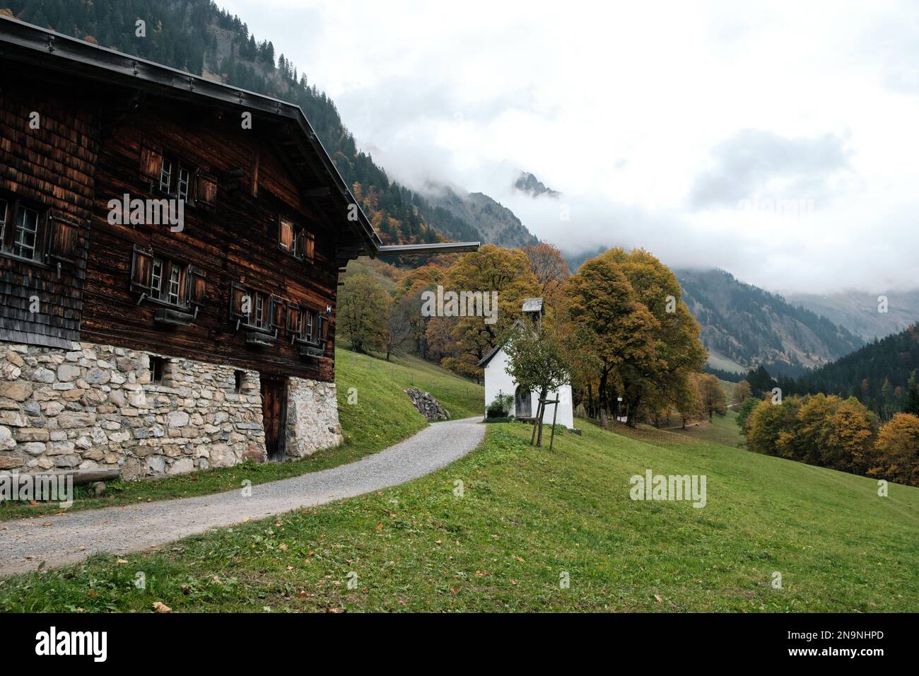 The old mountain farm Gerstruben in the south from Germany near the ...