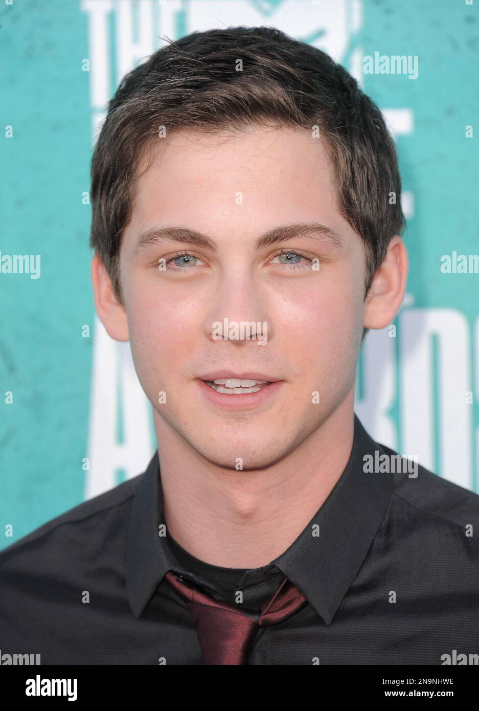 Logan Lerman arrives at the MTV Movie Awards on Sunday, June 3, 2012 in ...