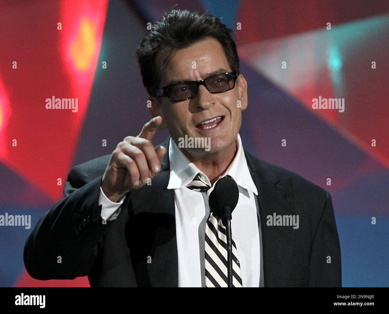 Charlie Sheen is seen onstage at the MTV Movie Awards on Sunday, June 3 ...