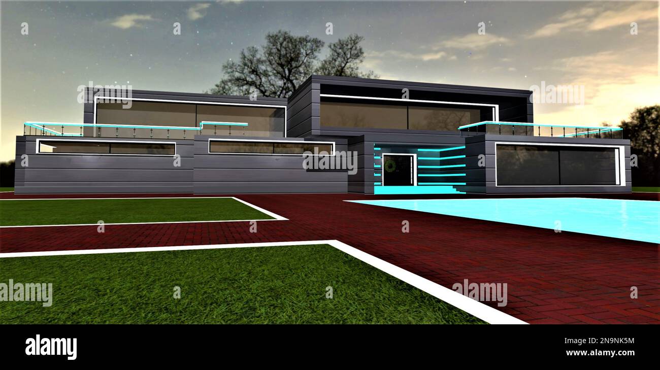 Simple elegant design of the middle class suburban dwelling with ...