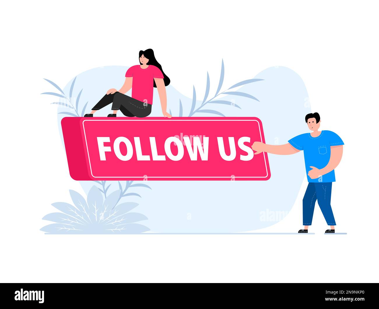 People press button with text follow us. Click button for app and web design Stock Vector Image ...