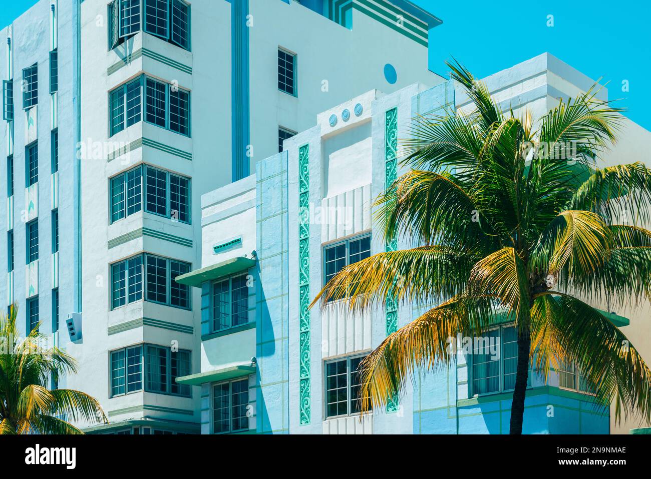 Detail of Art Deco Buildings along Ocean Drive in Miami South Beach ...