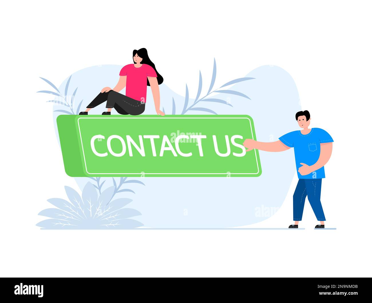 People press button with text Contact us. Click button for app and web ...