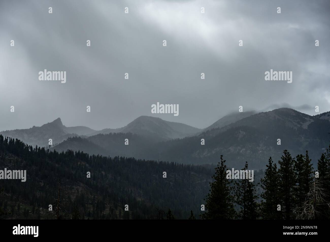 Rain Moves Through Cloud and Fog Over Foothills of Kings Canyon ...