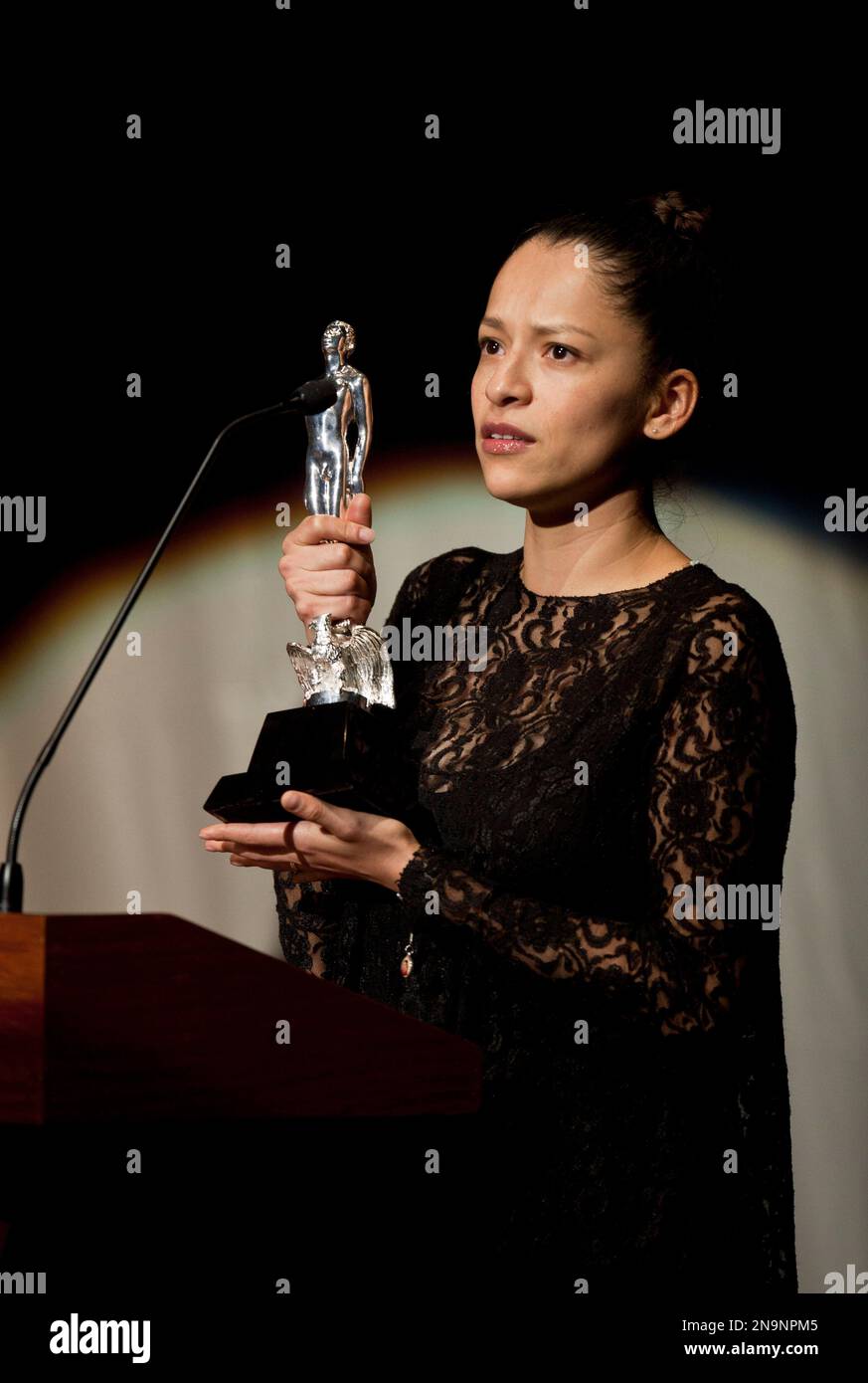 Sofia Carrillo holds up her Ariel award for her film Prita Noire as best animation short film ...